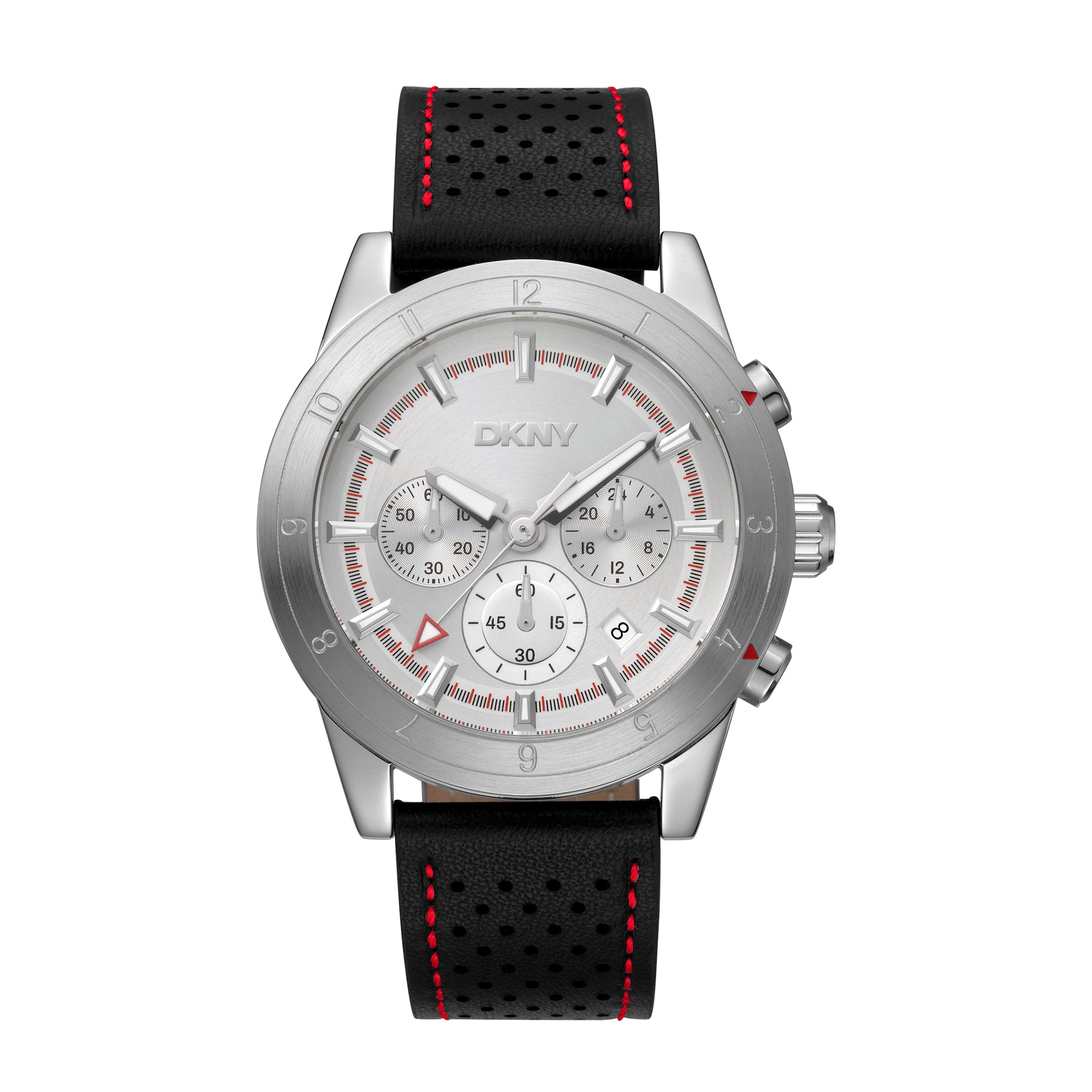 DKNY ACTIVE Men's Silver Dial Leather Strap Watch – The Watch House