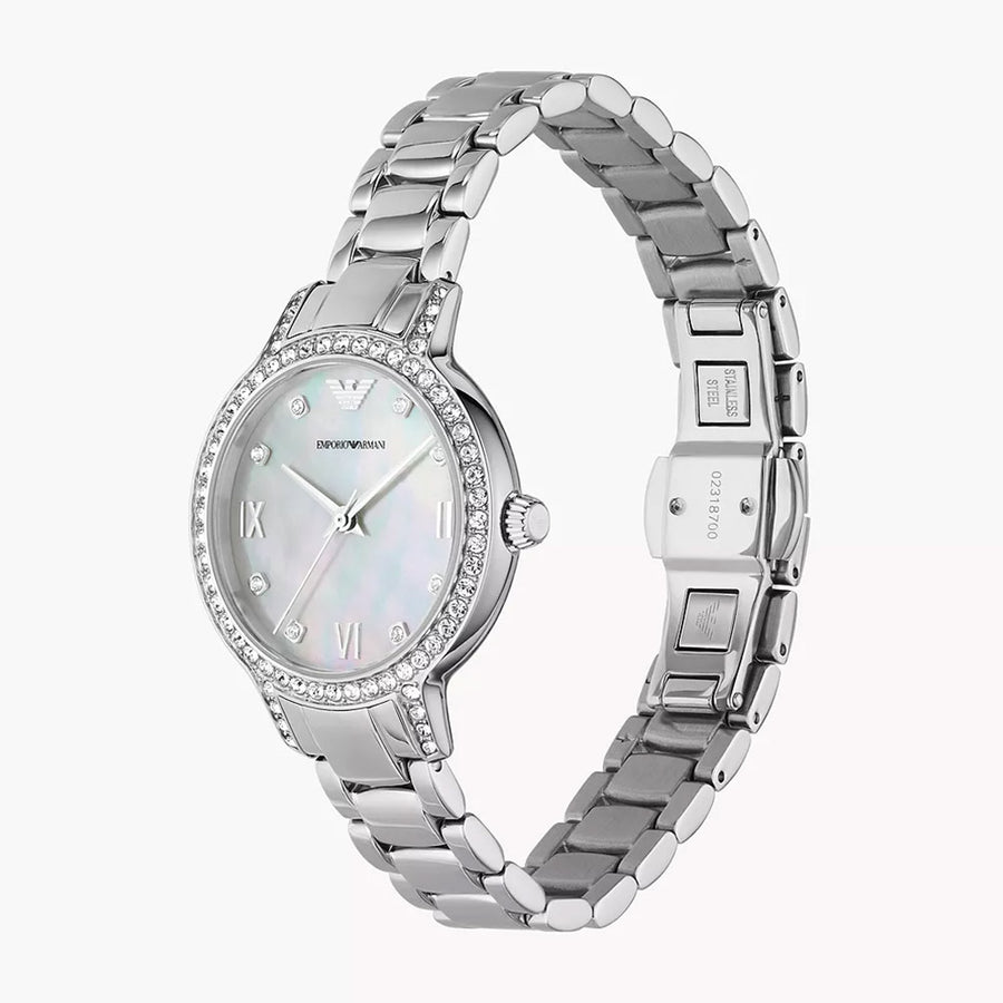 EMPORIO ARMANI THREE-HAND STAINLESS STEEL WATCH – The Watch House