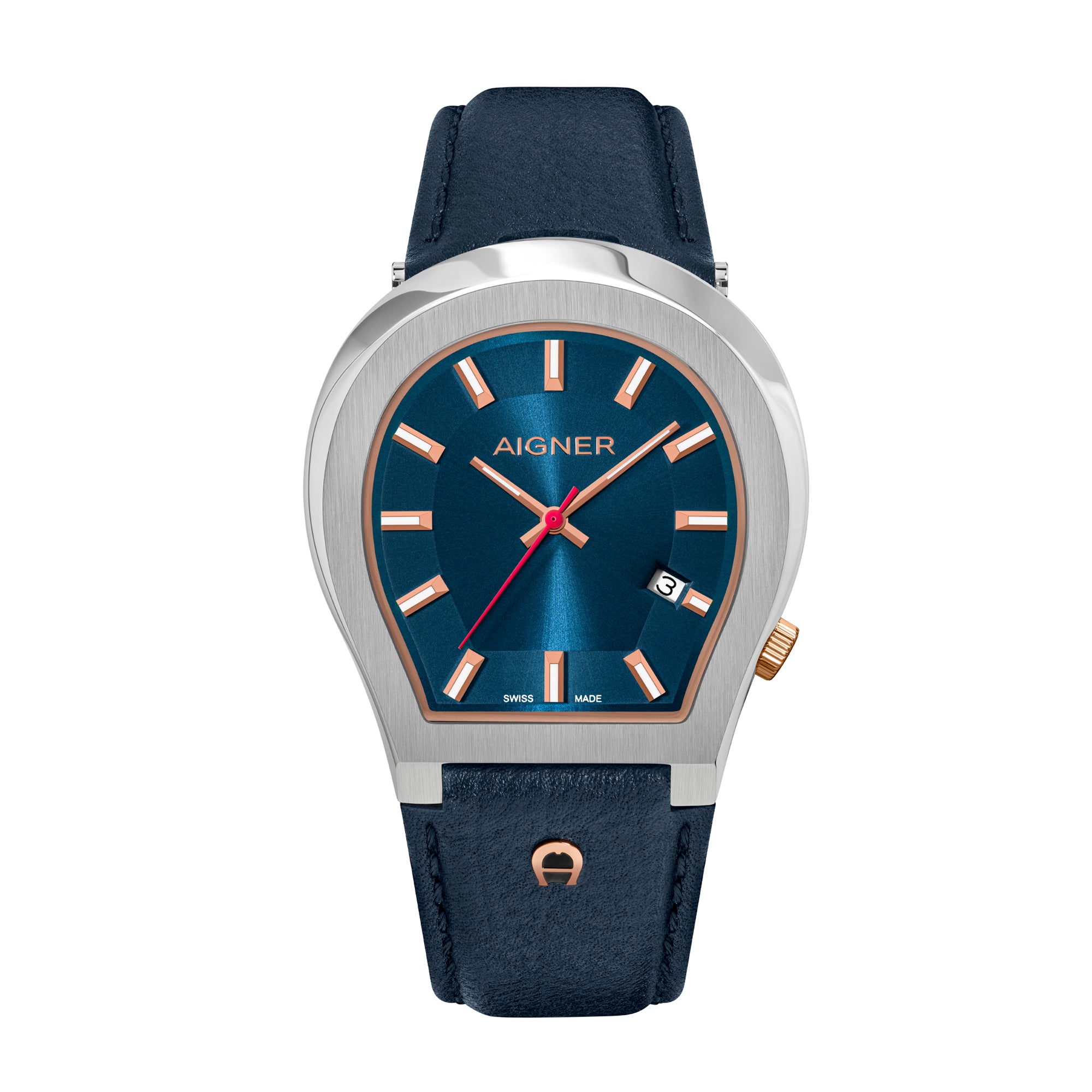 Aigner Men's Stainless Steel Case Leather Blue Dial Watch – The Watch House