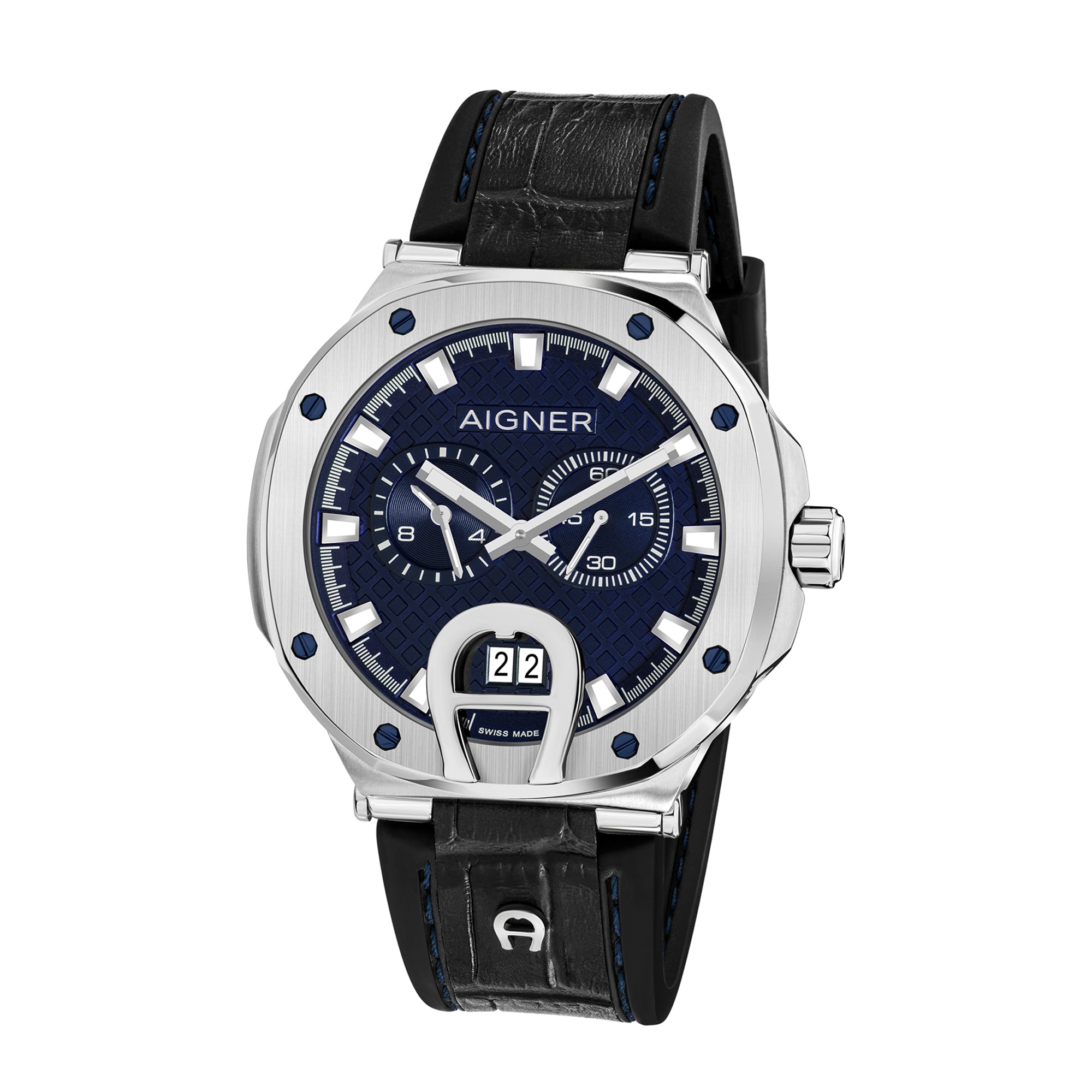 Aigner Men's Stainless Steel Case Leather Blue Dial Watch – The Watch House