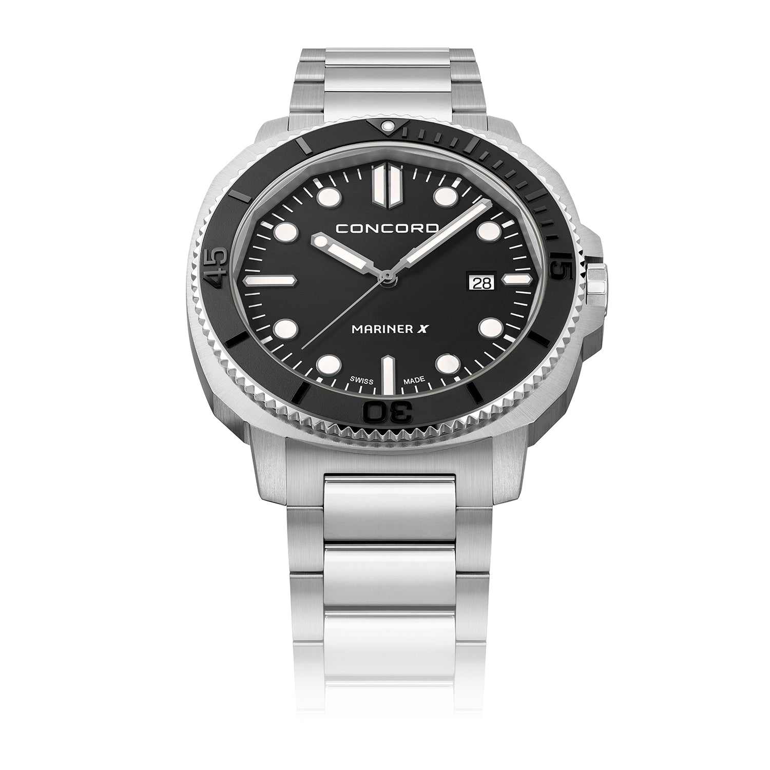 Concord Men's Silver Tone Case Black Dial Quartz Watch – The Watch House