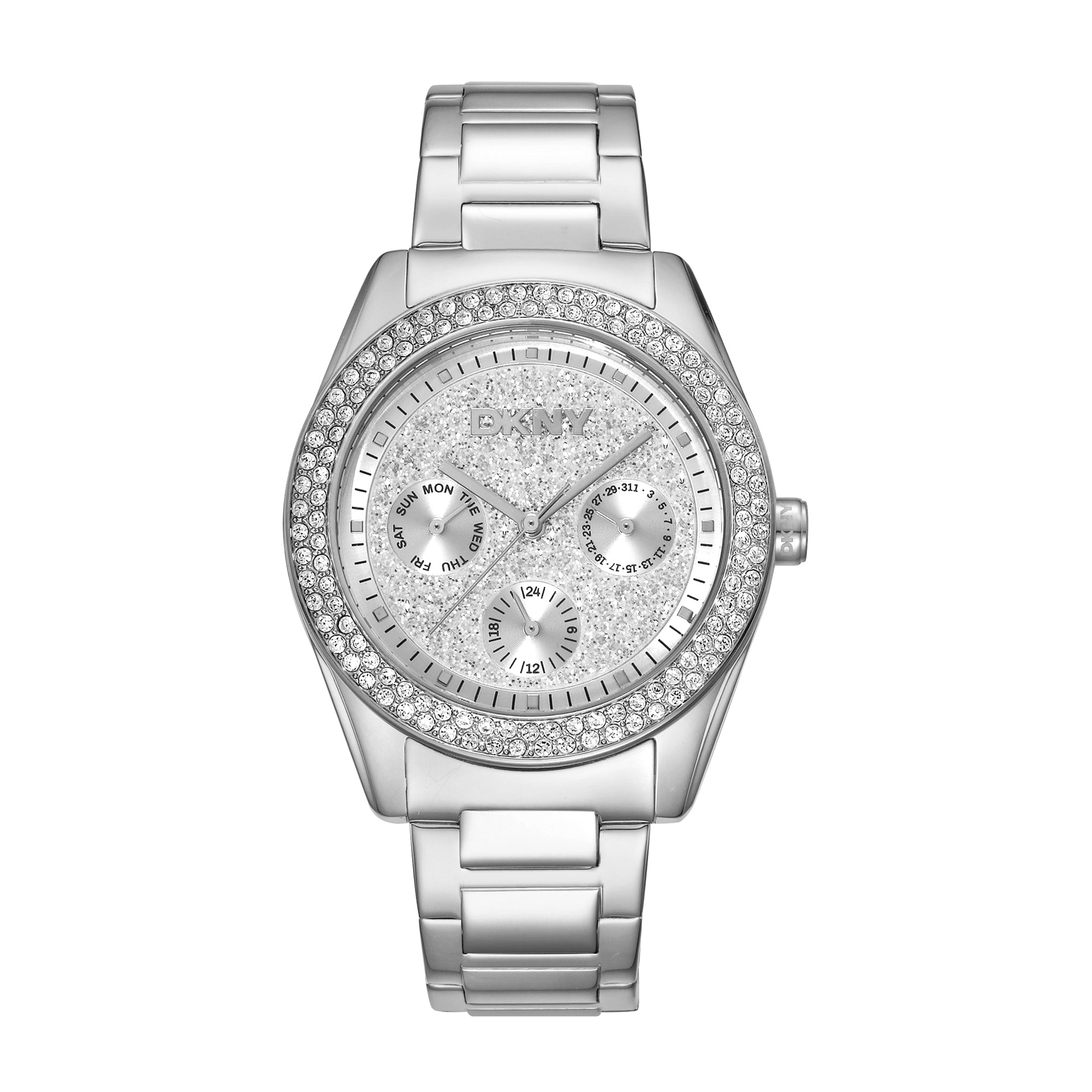 DKNY EVENING Women's Silver Powder Dial Stainless Steel Watch – The ...