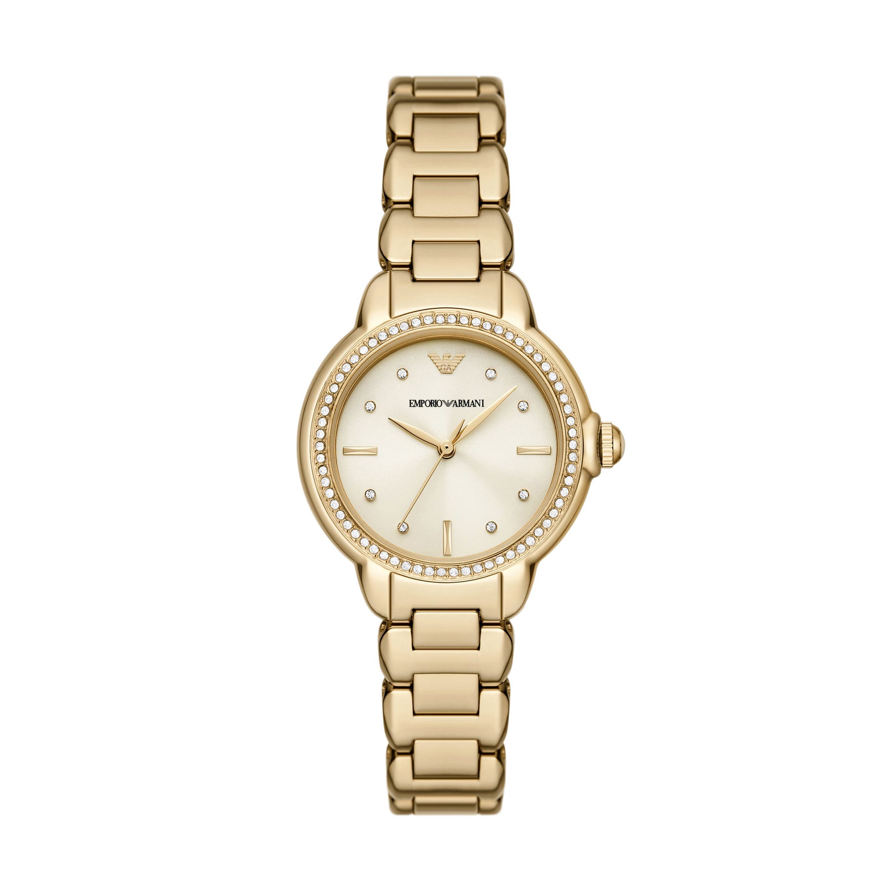 Emporio Armani Three-Hand Gold-Tone Stainless Steel Bracelet Watch ...