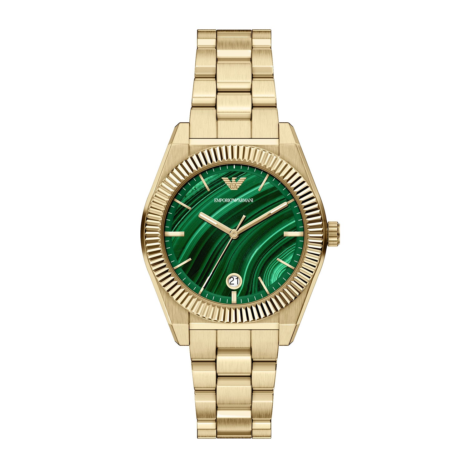 Emporio Armani Unisex Three-Hand Date Gold-Tone Stainless Steel Watch ...