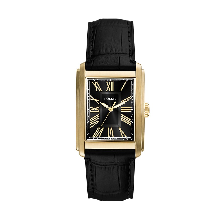 Fossil Men's Carraway Three-Hand Black Croco Leather Watch – The Watch ...