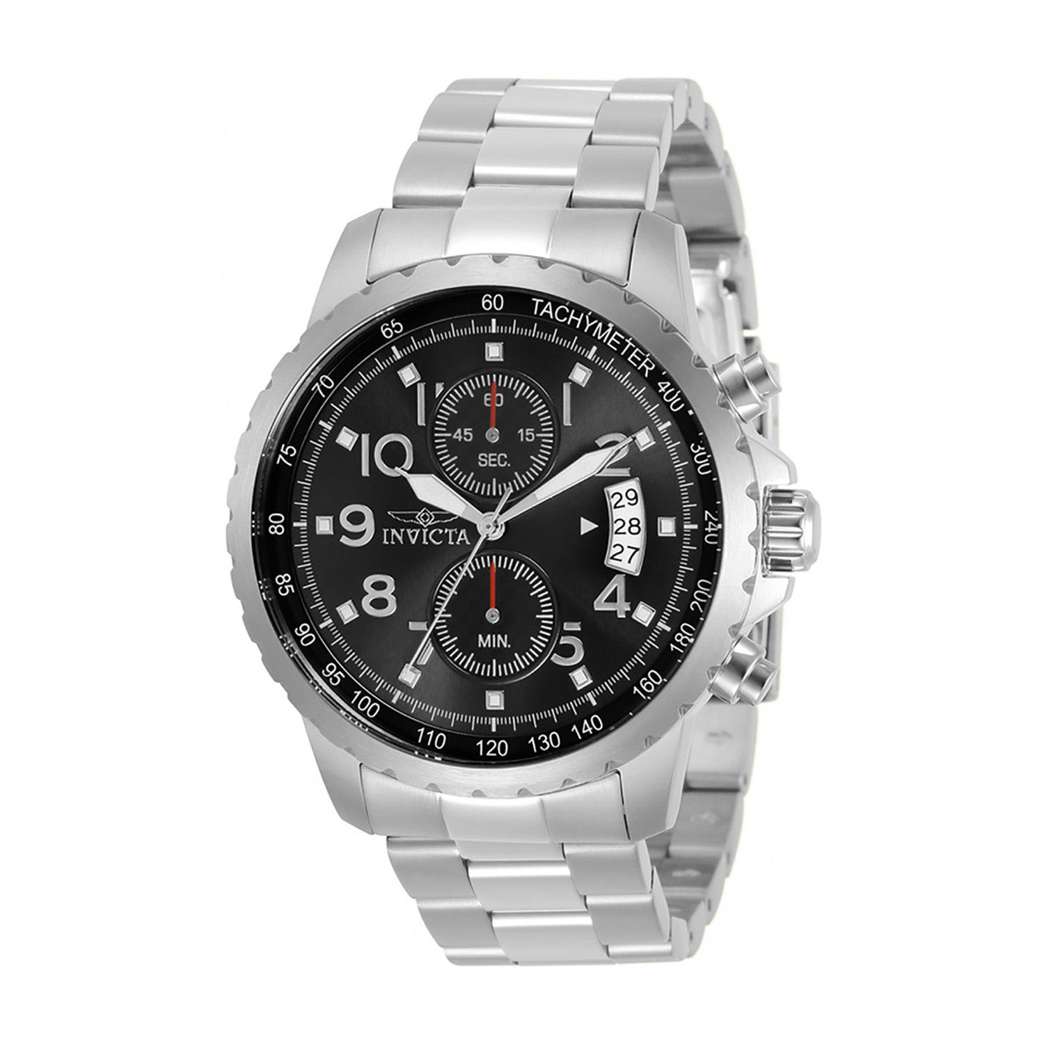 INVICTA Specialty Men 45mm Stainless Steel Steel Black dial VD51 Quart ...