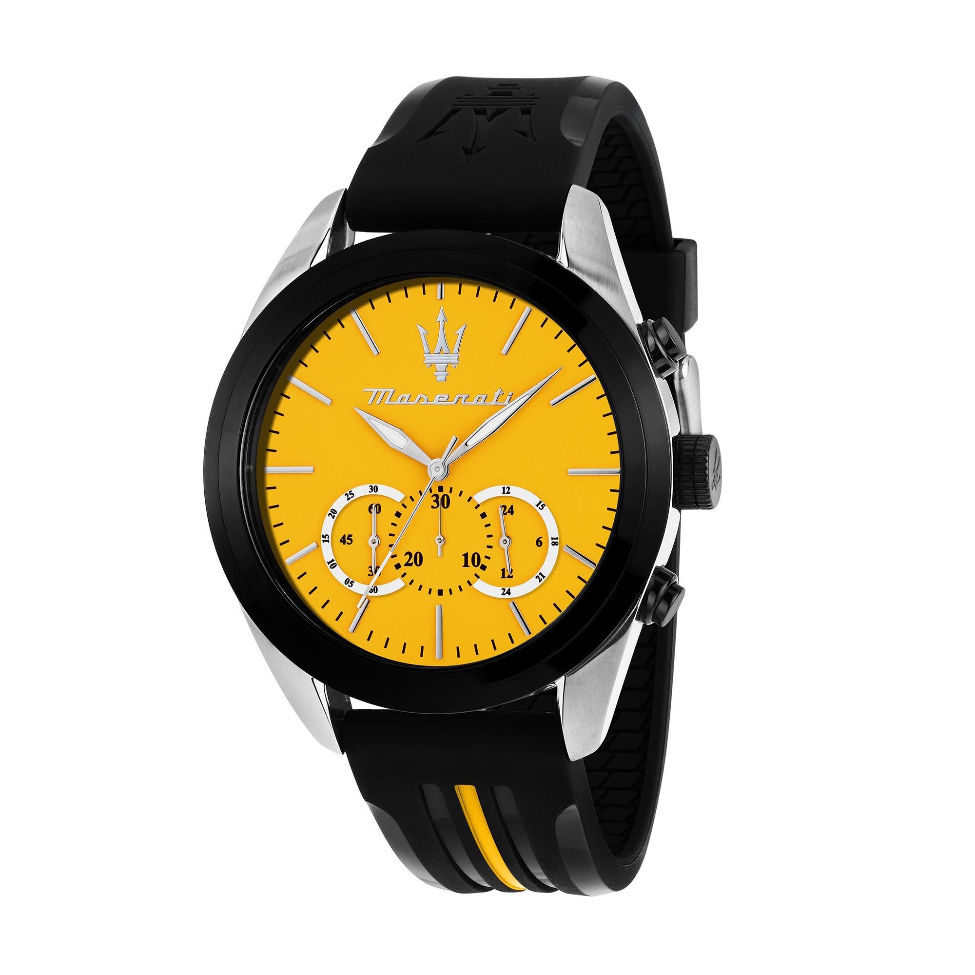Maserati Traguardo 45mm Chr Yell Dial Blk+Yell Pu Men's Watch – The ...