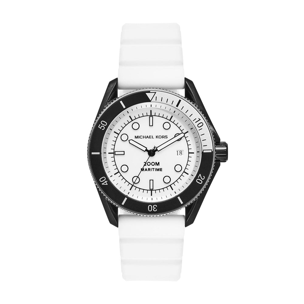 Michael Kors Maritime Three-Hand Date White Silicone Watch – The Watch ...
