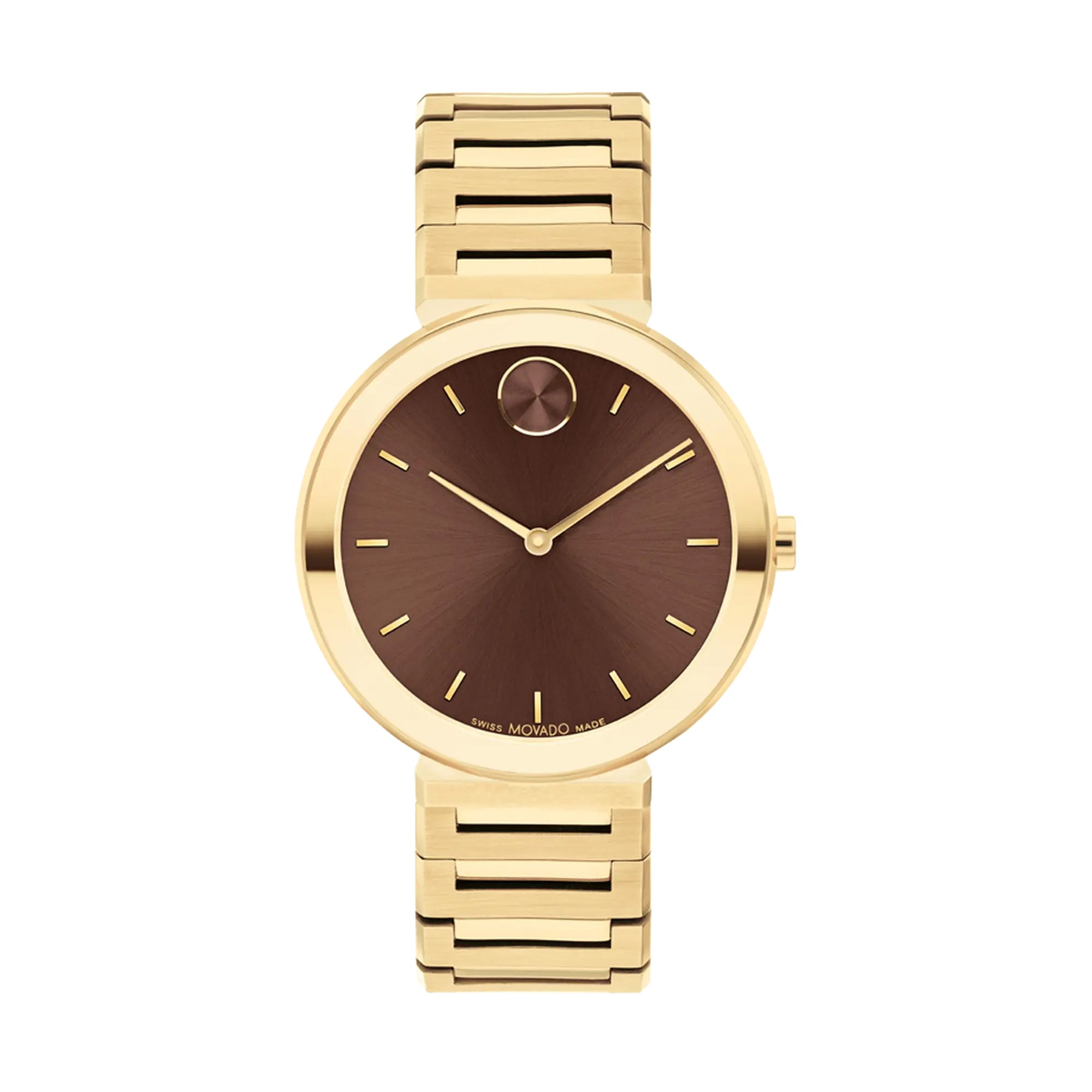 Movado Bold Men's Watch Gold Tone Case Brown Dial Quartz – The Watch House