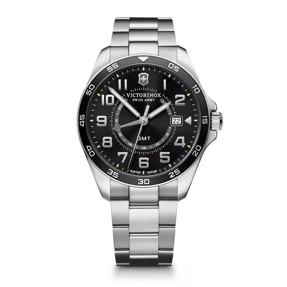 Victorinox Men's Silver Tone Case Black Dial Quartz Watch – The Watch House