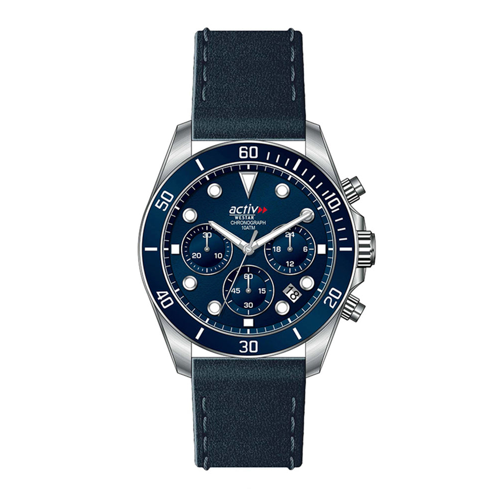 Westar Activ Gents 42.5 mm Blue Dial Quartz Watch - 90285STN144 – The ...