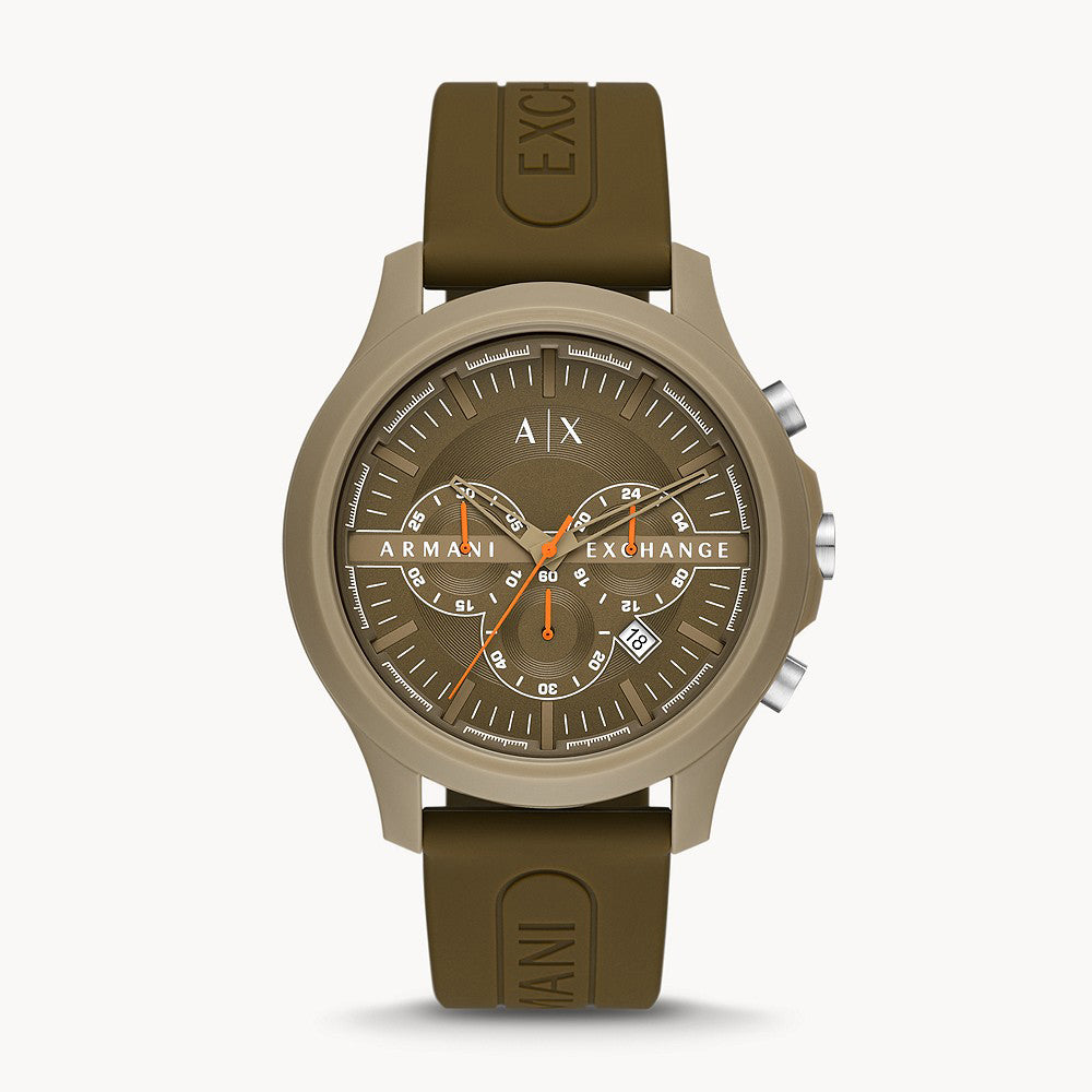 Armani Exchange Men's Chronograph Brown Silicone Watch – The Watch House