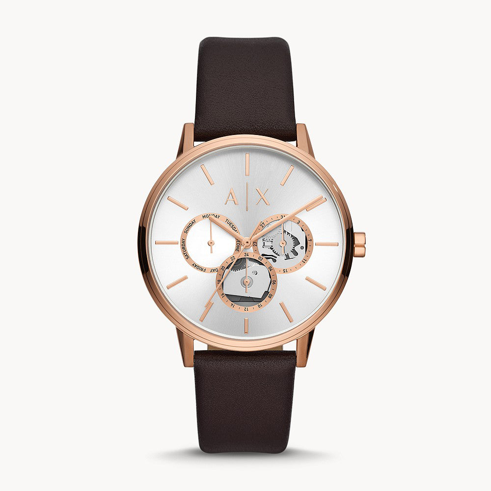 Armani Exchange Men's Multifunction Brown Leather Watch – The Watch House