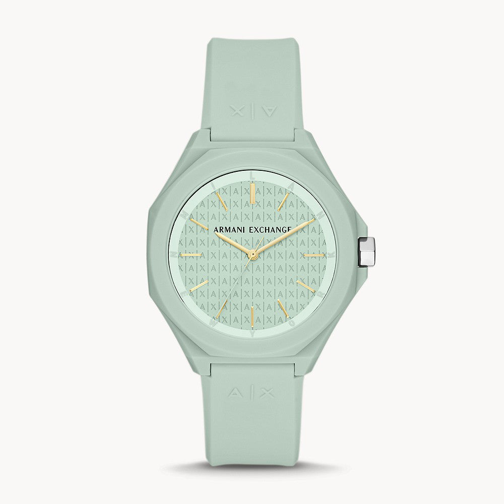 Armani Exchange Women's Three-Hand Green Silicone Green Dial Watch ...