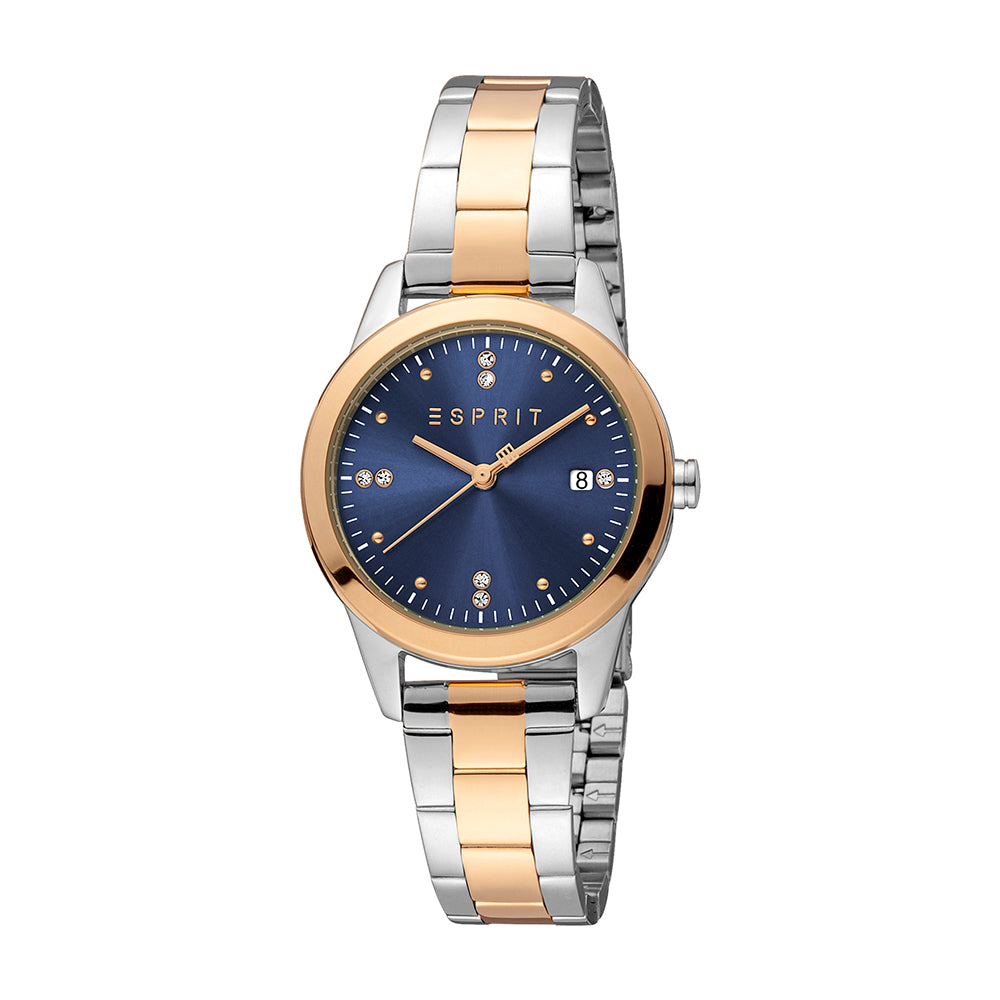 Esprit Women's Fashion Quartz Two Tone Silver And Rose Gold Watch – The ...