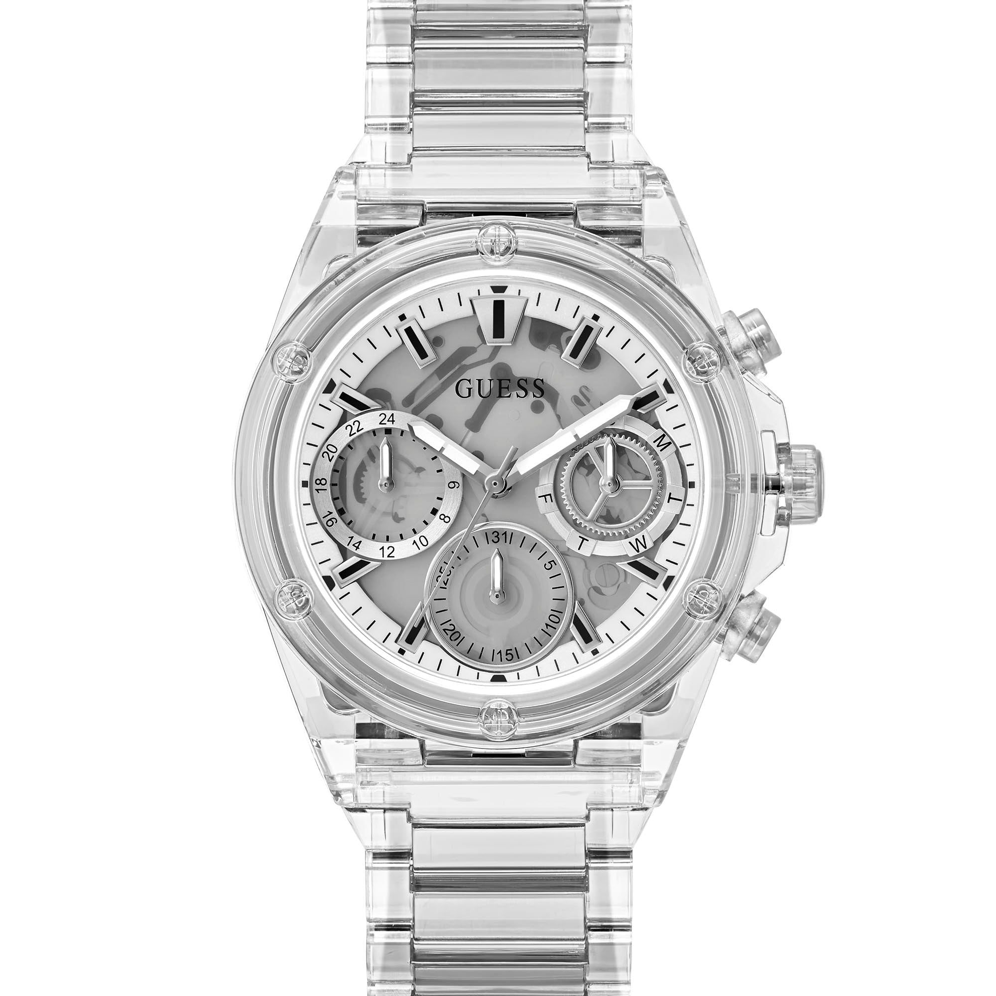 Shop Guess Women's Watch Clear Tone Case Quartz - The Watch House UAE