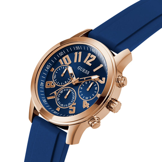 Guess Men's Watch Blue Dial Rose Gold Tone Case Quartz – The Watch House