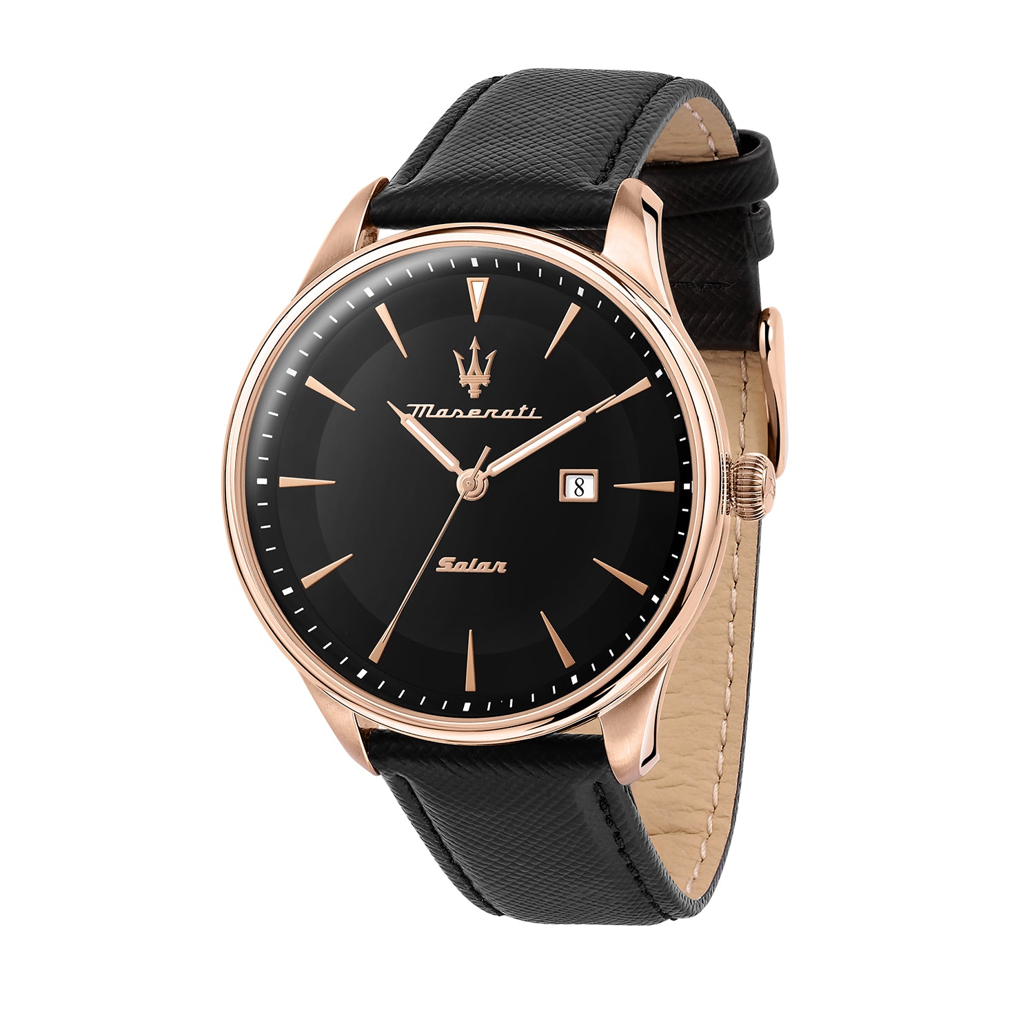 Shop Maserati TRADIZIONE 45MM SOLAR BLACK DIAL BLK ST - The Watch House UAE