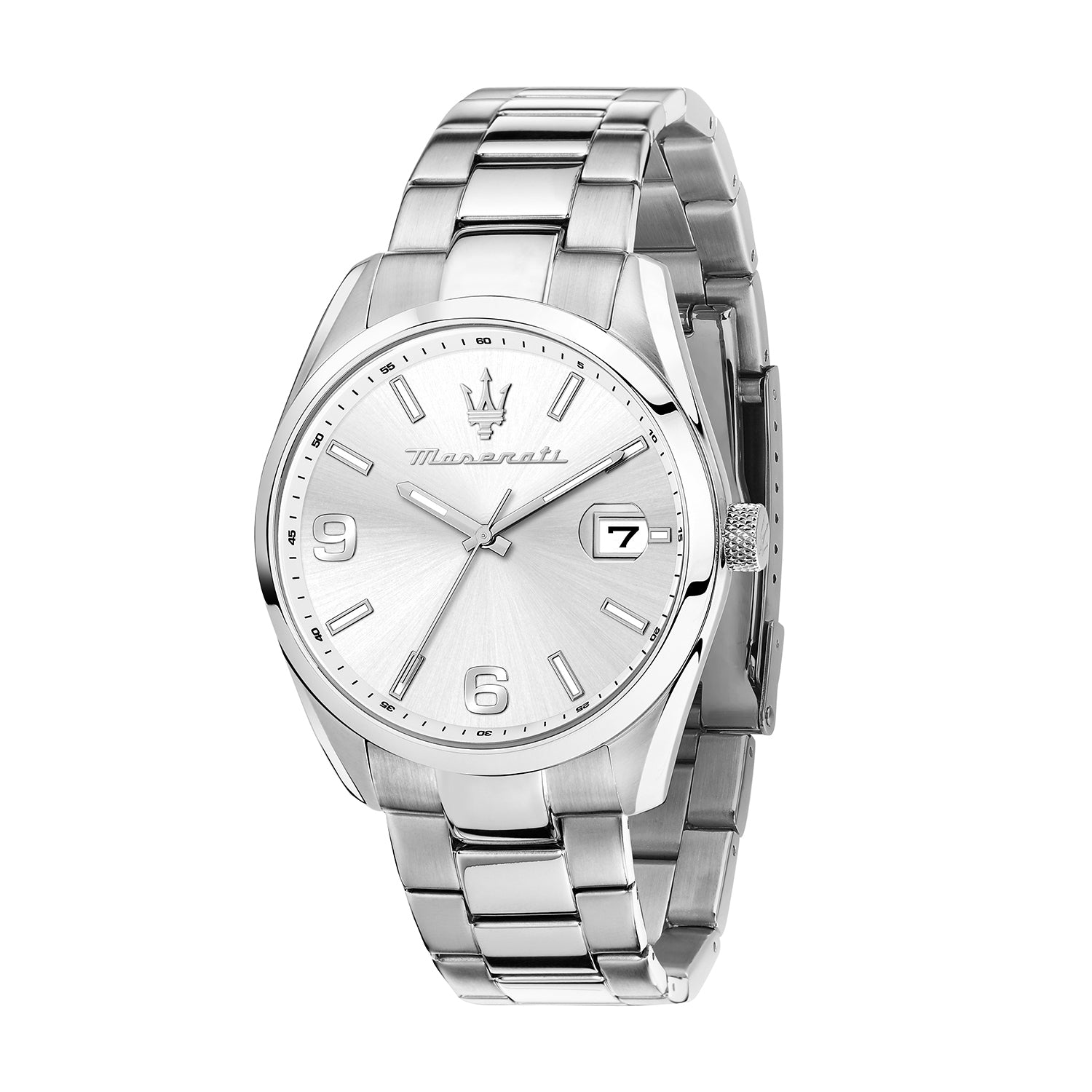 Maserati Attrazione 43Mm 3H W/Silver Dial Br Ss Men's Watch – The Watch ...