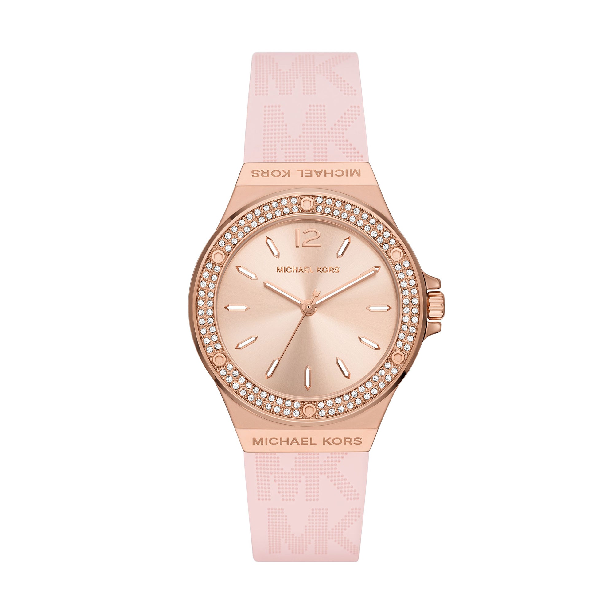 Michael Kors Mini-Lennox Three-Hand Pink Silicone Women's Watch - MK72 ...