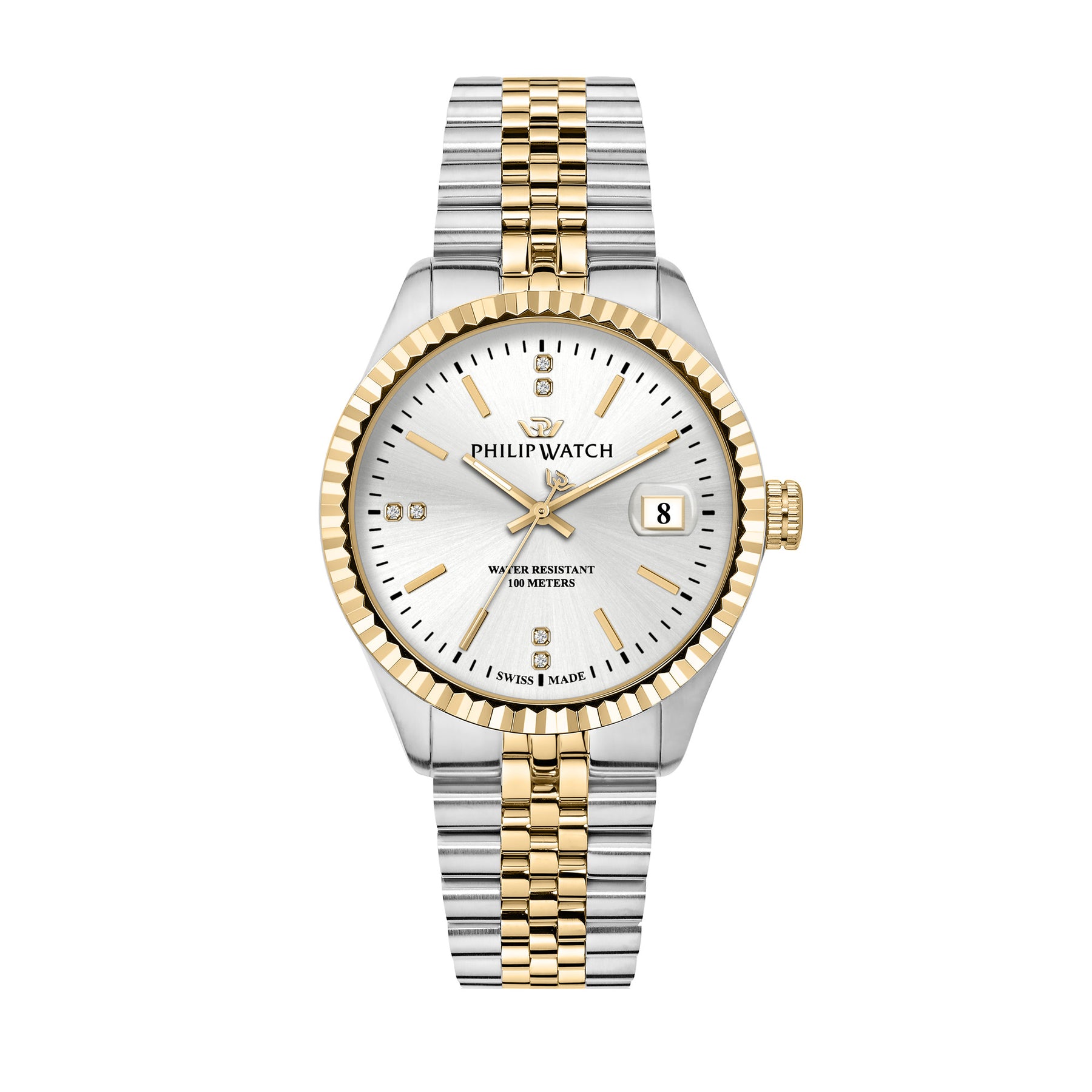 Philip Watch CARIBE 39MM 3H W/SI W/DIAM DIAL BR SS+YG – The Watch House