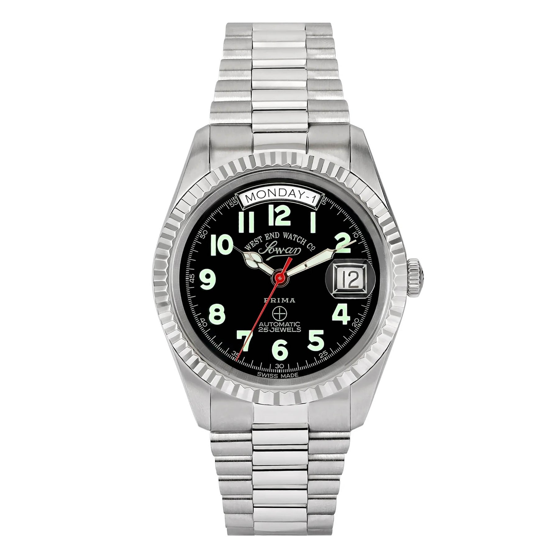 West End Men's Silver Tone Case Black Dial Automatic Watch – The Watch ...