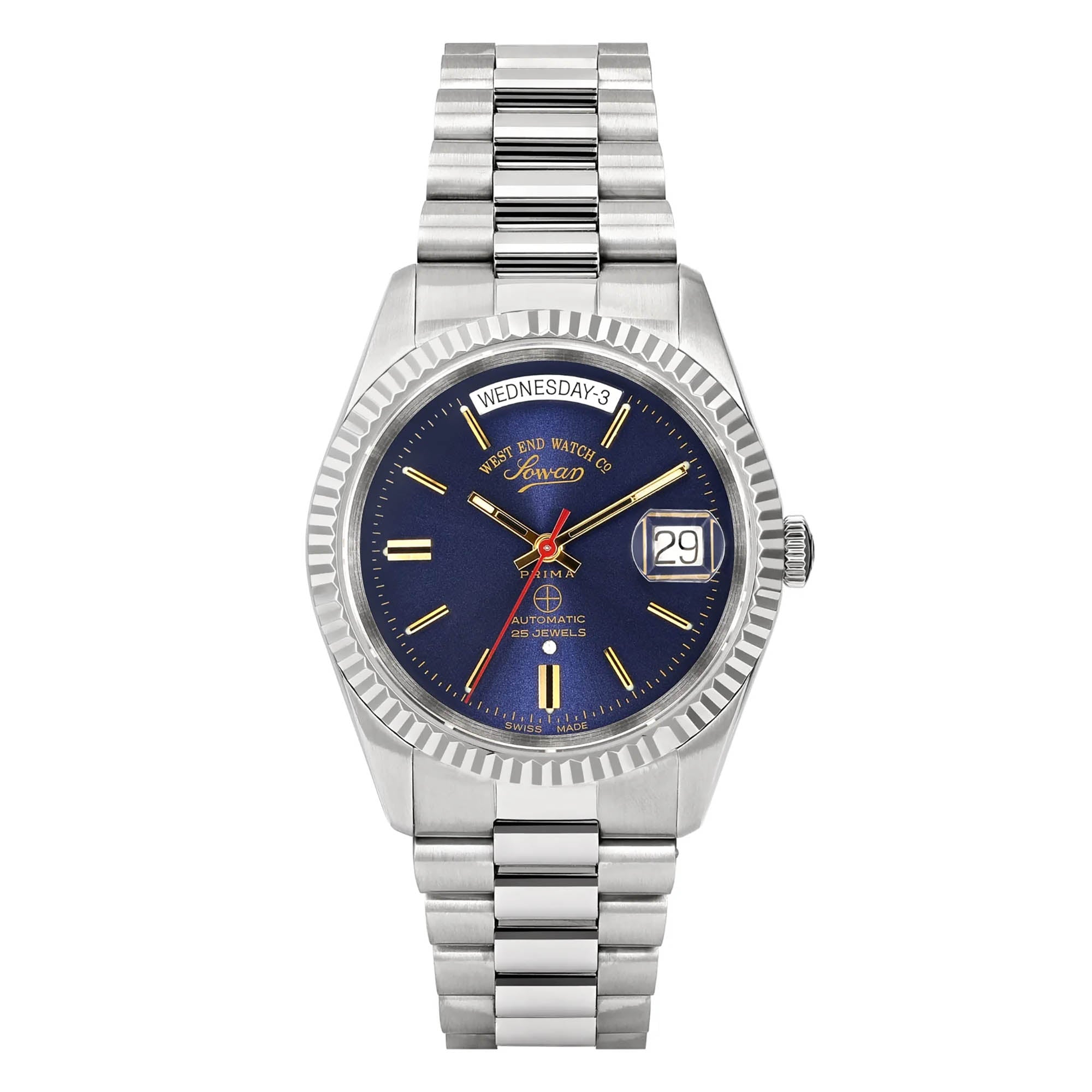 West End Men's Silver Tone Case Blue Dial Automatic Watch – The Watch House