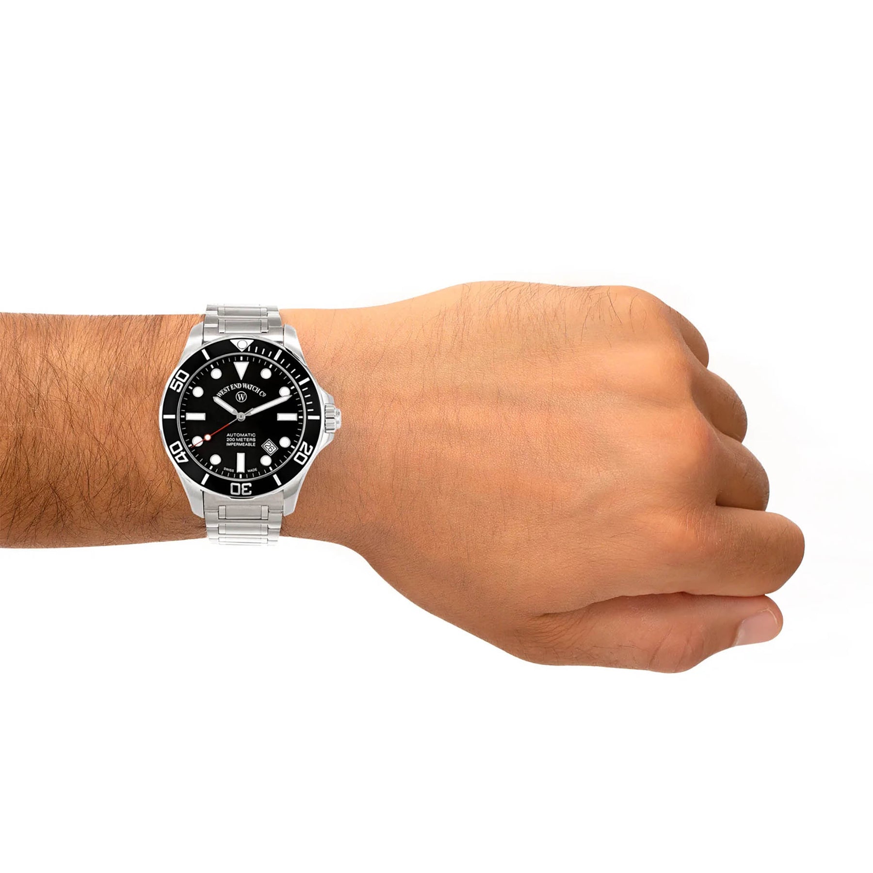 West End Men's Silver Tone Case Black Dial Automatic Watch – The Watch ...