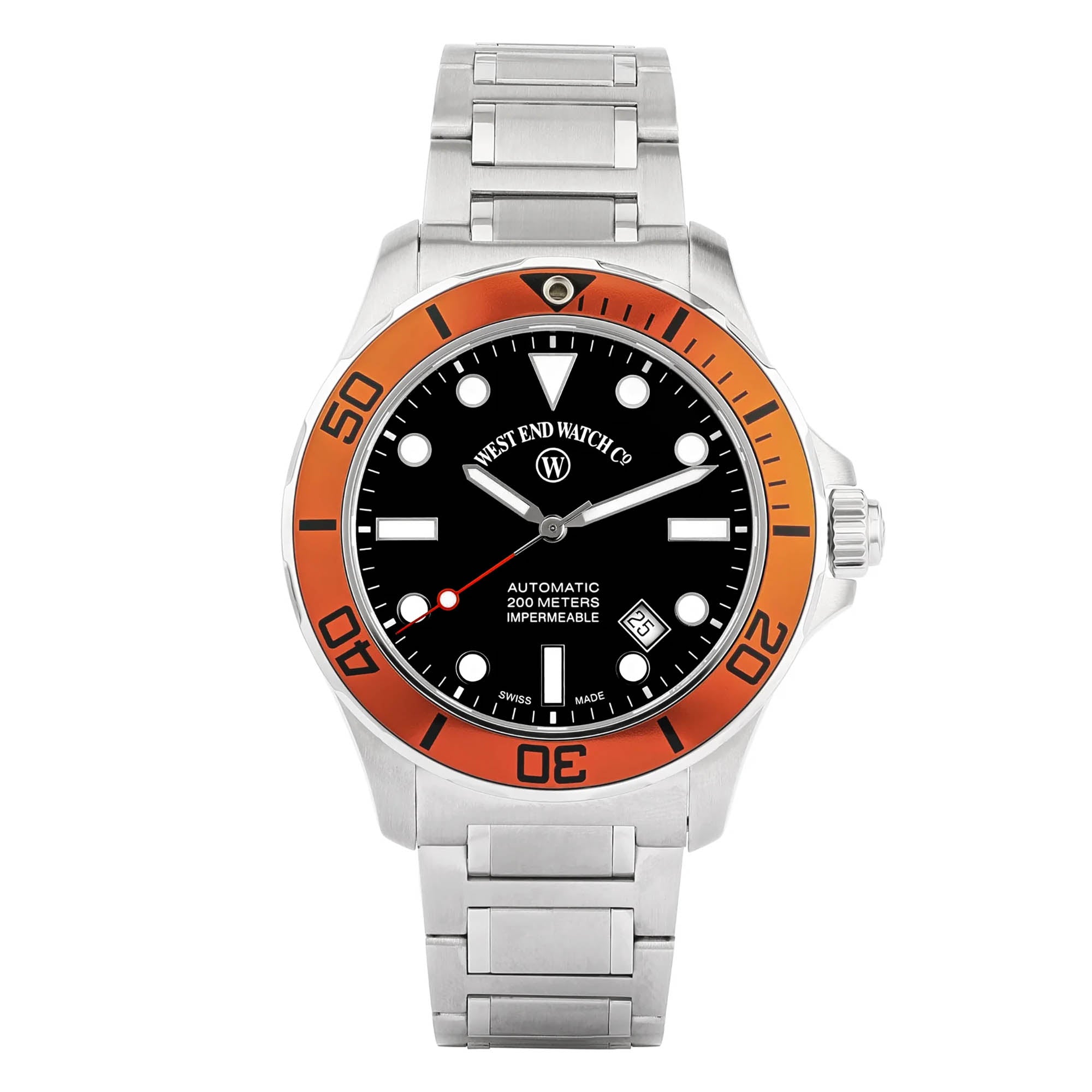 West End Men's Silver Tone Case Black Dial Automatic Watch – The Watch ...