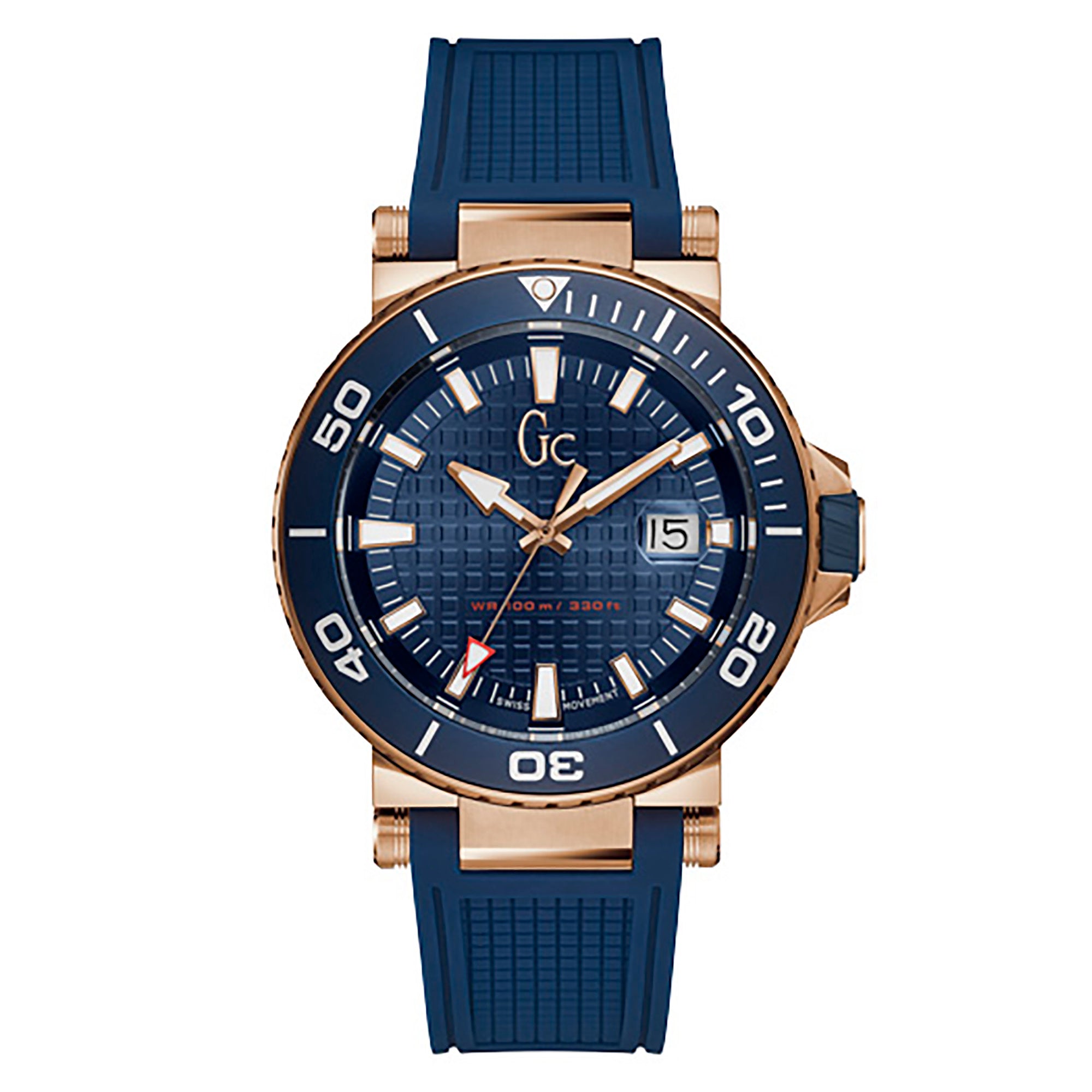 Shop Gc Men's Watch Blue & Rose Gold Case Quartz - The Watch House UAE